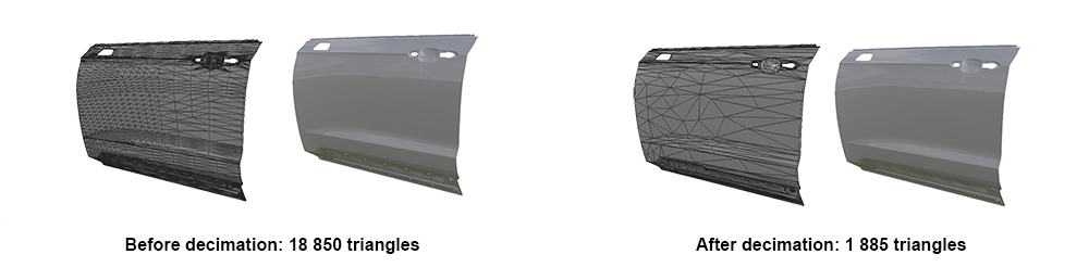 Decimate meshes to a target polygon count | Pixyz SDK